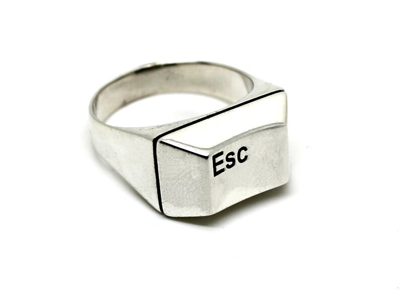 Solid Silver Computer Key Esc Statement Ring - Etsy