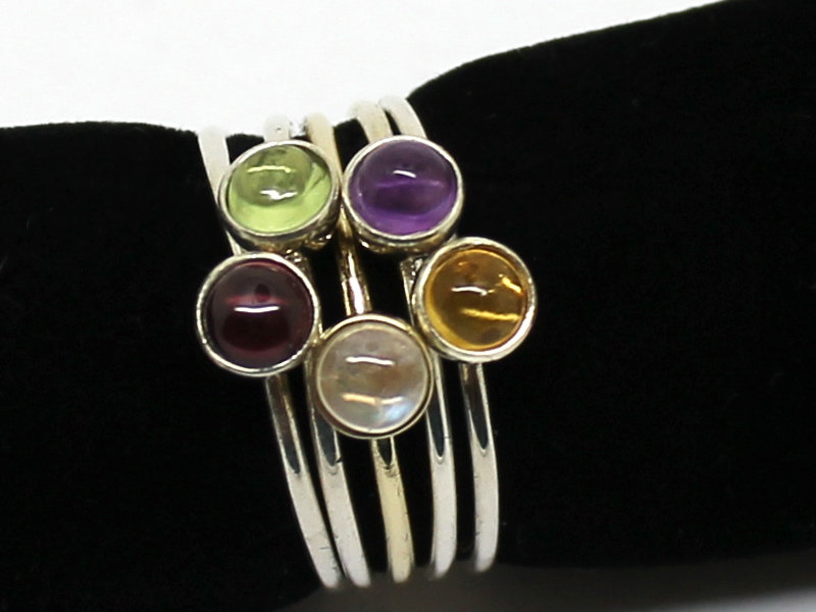 14k Solid Gold Stacking Rings With Gems - Etsy