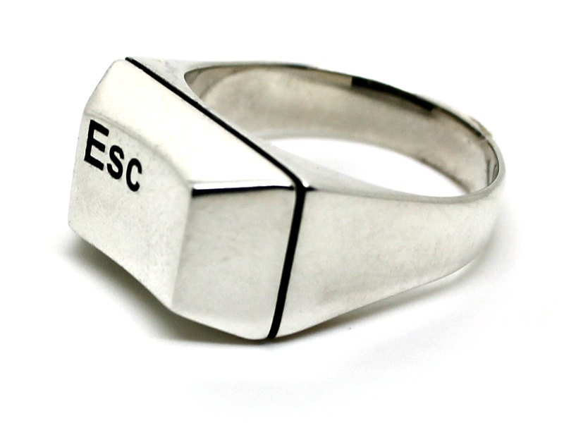 Solid Silver Computer Key Esc Statement Ring - Etsy