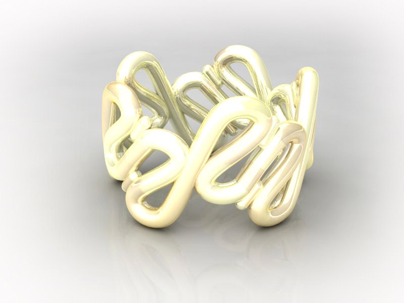 14K Gold Wavy Wire Ring - Etsy