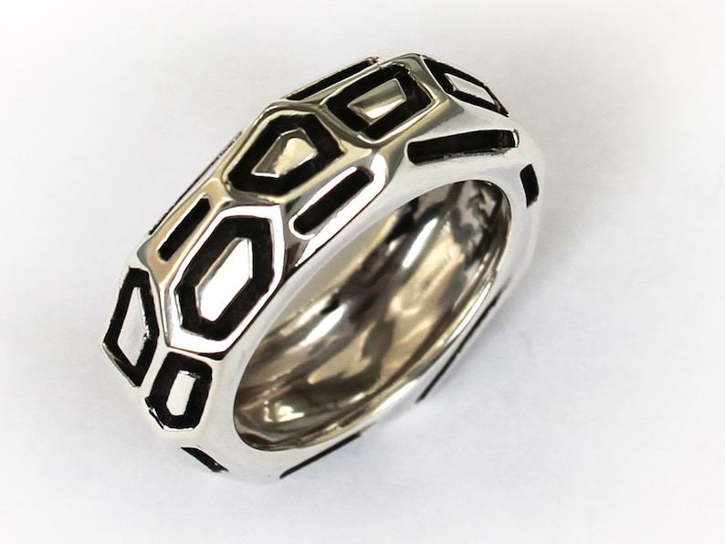 Tortoise Silver Band Ring for Men . - Etsy