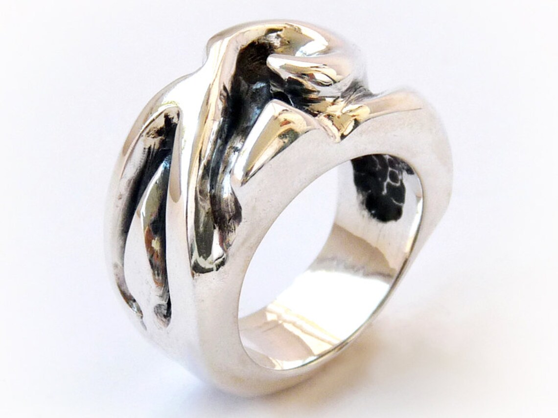 Solid Sterling Silver Ring Carved Ring Number 2 . - Etsy