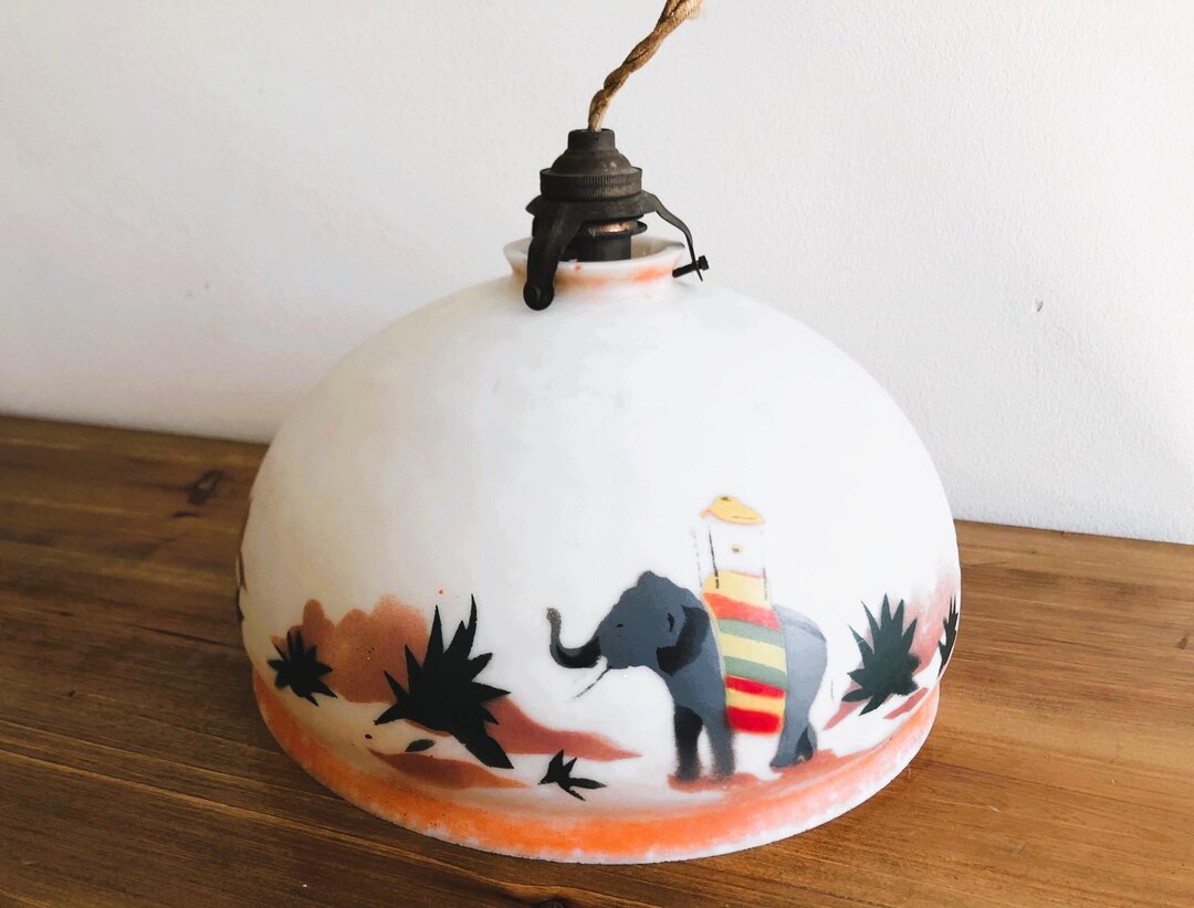 Hand Painted Glass Ceiling Fixture / Light Shade / Hanging Light ...