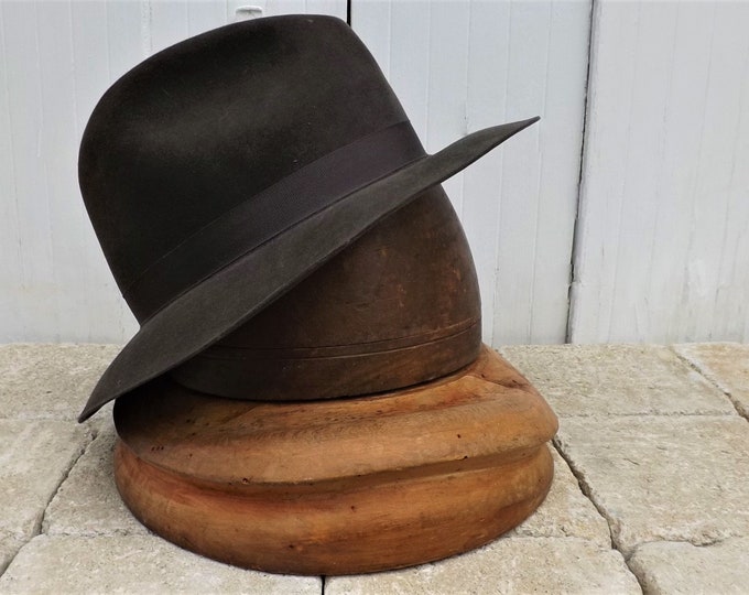 Antique Hat Block / Large Wooden Hat Form / Rim and Crown Block ...