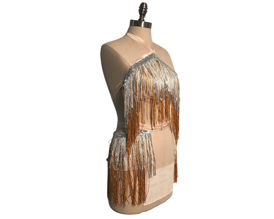 VESTA 2-piece Burlesque Lingerie Set Customizable Fringe Harness Bra ...