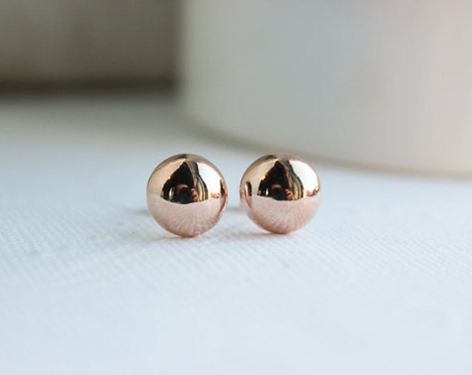 Simple Rose Gold Earrings, Minimalist Rose Gold Studs - Etsy