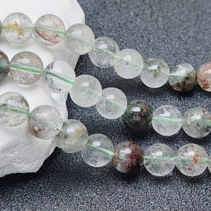 Natural Lodolite Beads Chlorite Included Green Phantom Quartz NOT ...