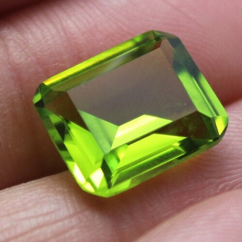 Peridot Rectangle Faceted Gemstone Emerald Cut Peridot Gem - Etsy