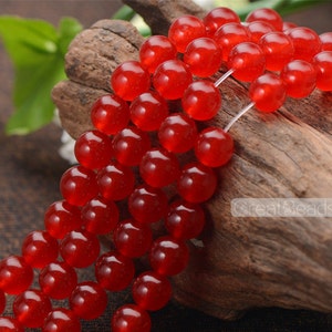 Grade A Natural Red Jade Beads 6mm 8mm 10mm 12mm Smooth Polished Round ...