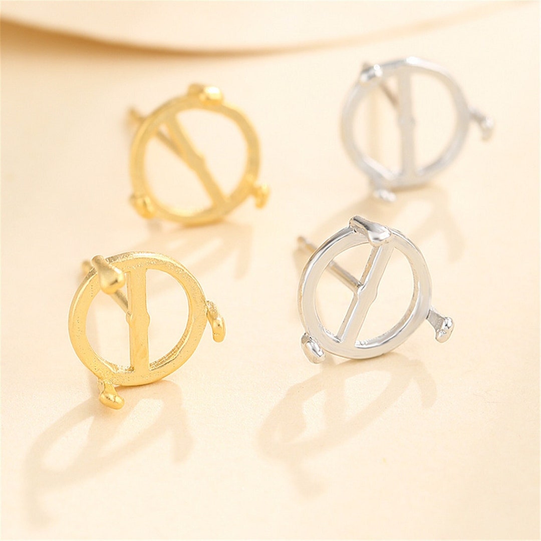 2 Pairs Earring Settings for 5x5mm/6x6mm/7x7mm/8x8mm/9x9mm/10x10mm ...