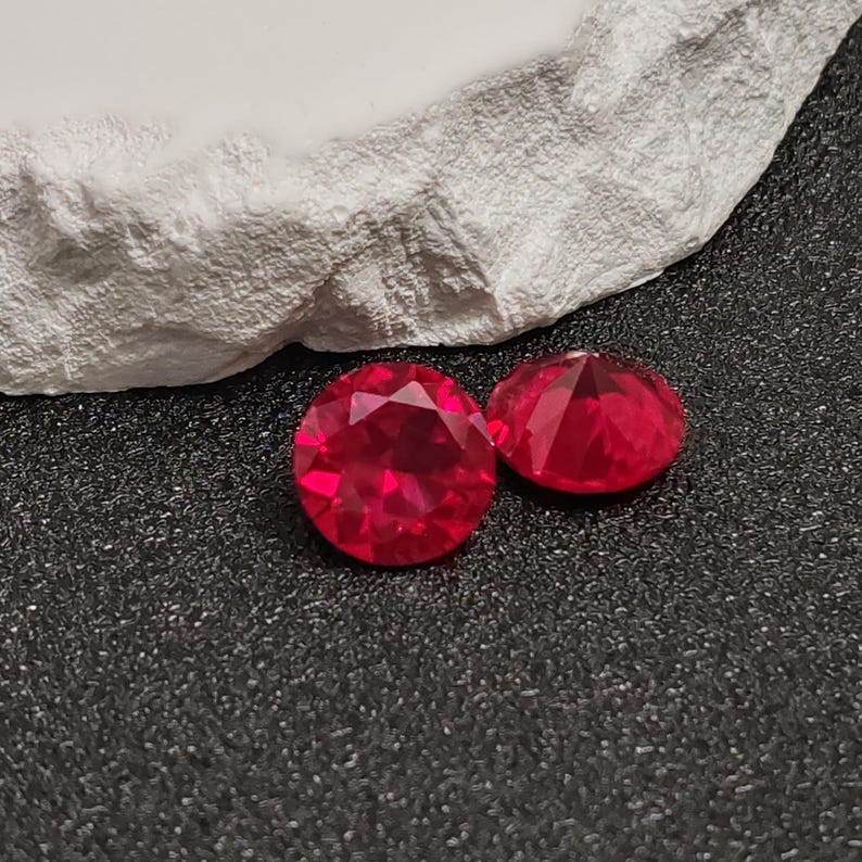 Ruby Round Faceted Gemstone Brilliant Cut Ruby Gem Multiple Sizes to ...