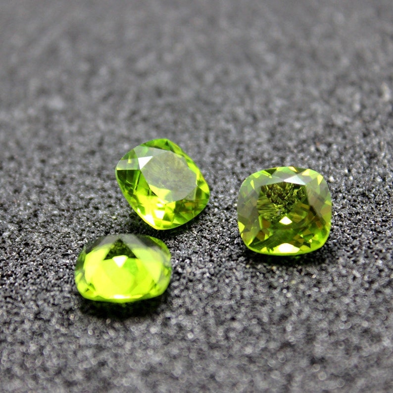 Peridot Square Faceted Gemstone Cushion Cut Peridot Gem | Etsy