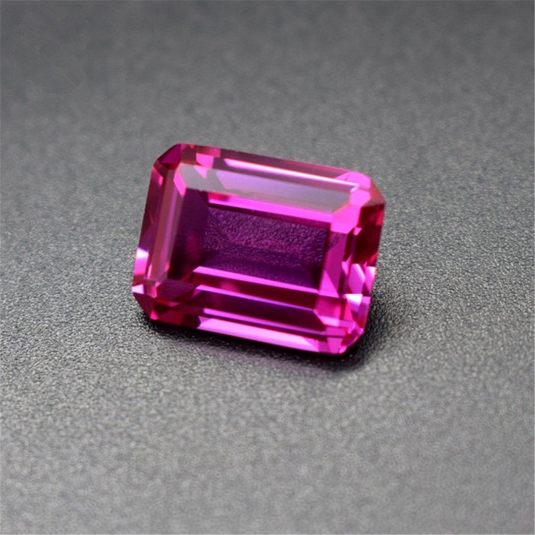 Pink Ruby Rectangle Faceted Gemstone Emerald Cut Pink Ruby Gem Multiple ...