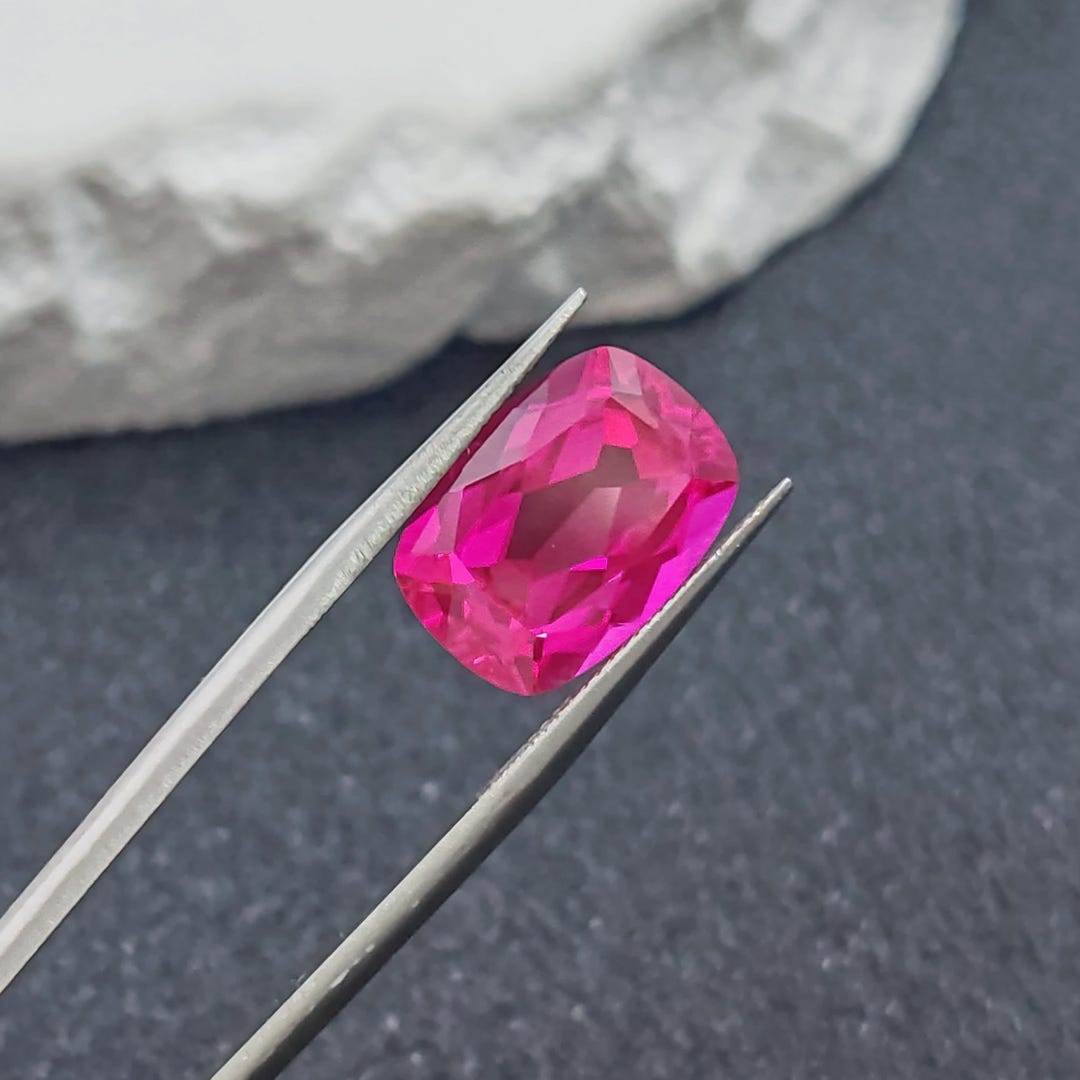 Grade AAA Cutting Hot Pink Ruby Rectangle Faceted Gemstone Cushion Cut ...