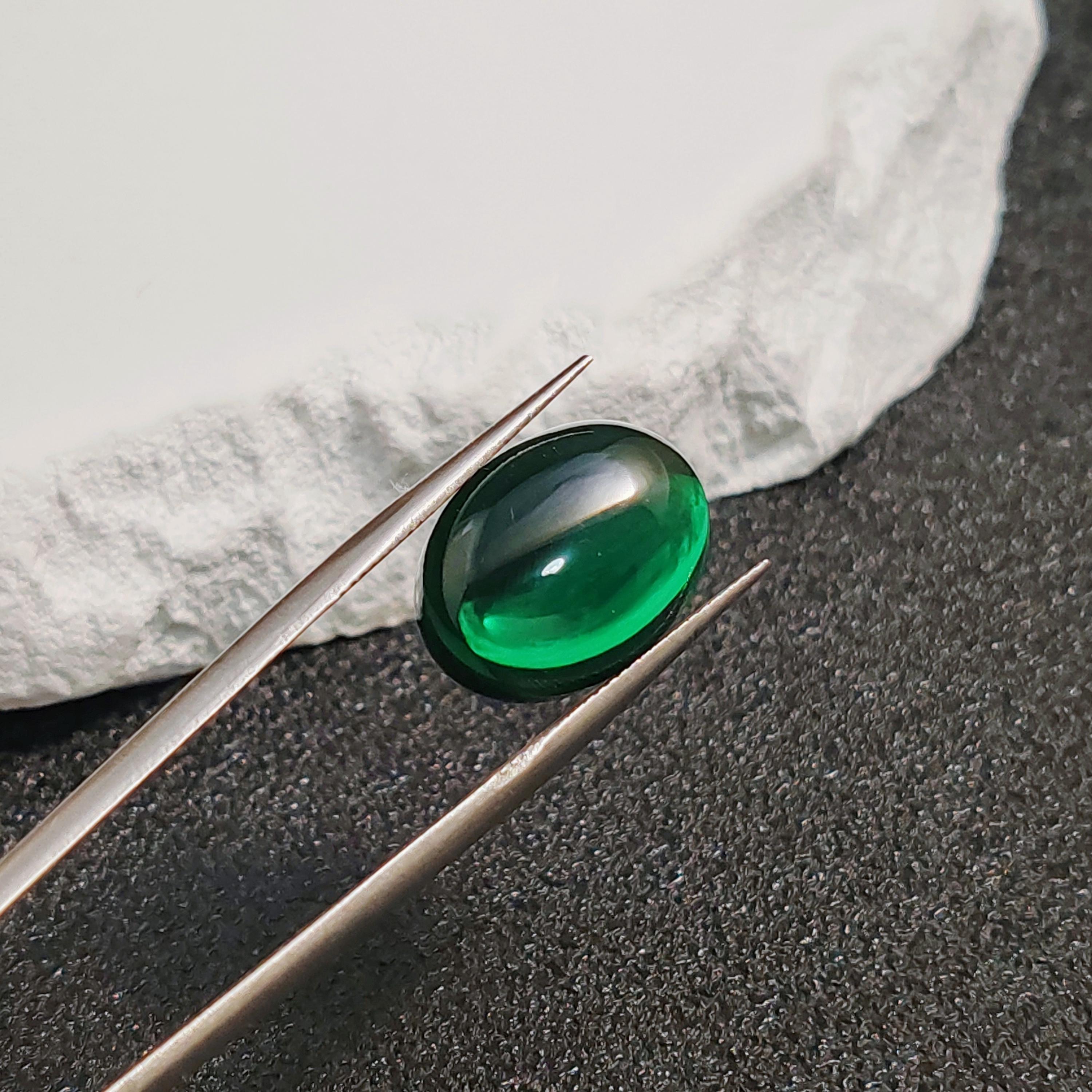 Emerald Oval Cabochon Smooth Polished Surface Egg Shape Rich Green ...