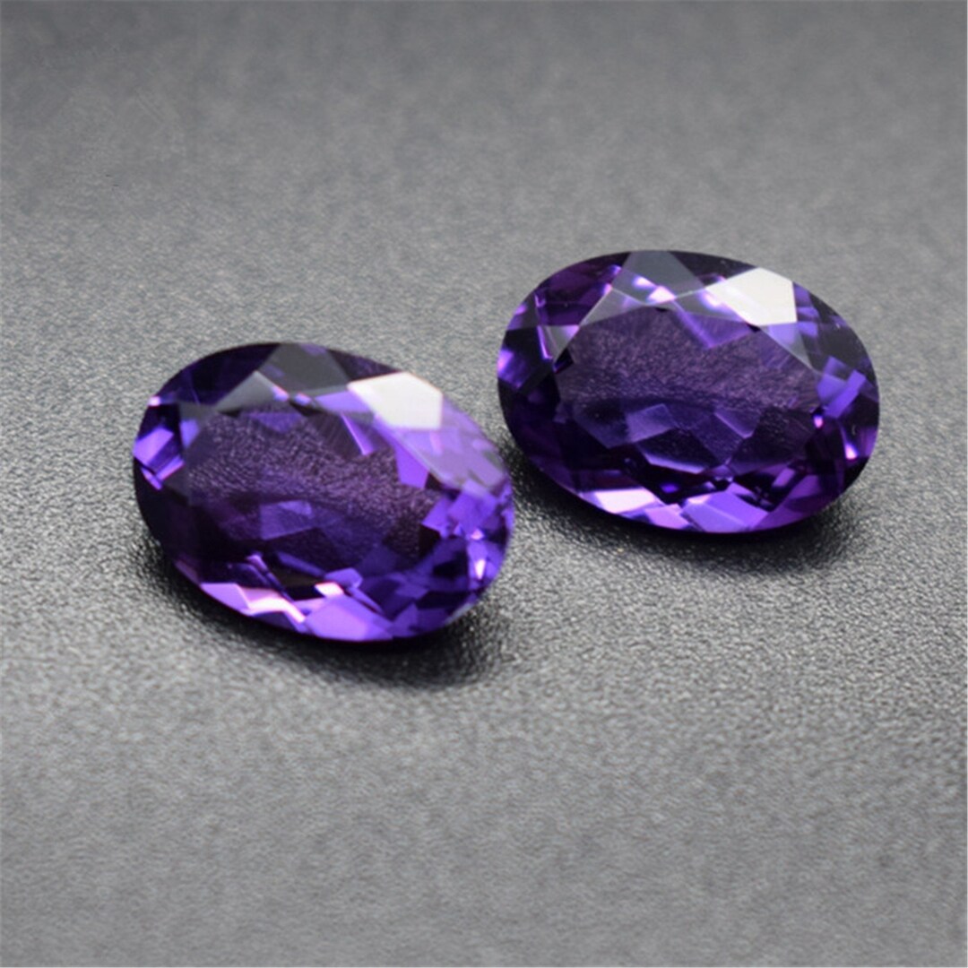 Amethyst Oval Faceted Gemstone Egg Shape Cultured Amethyst Gem 9x11mm ...