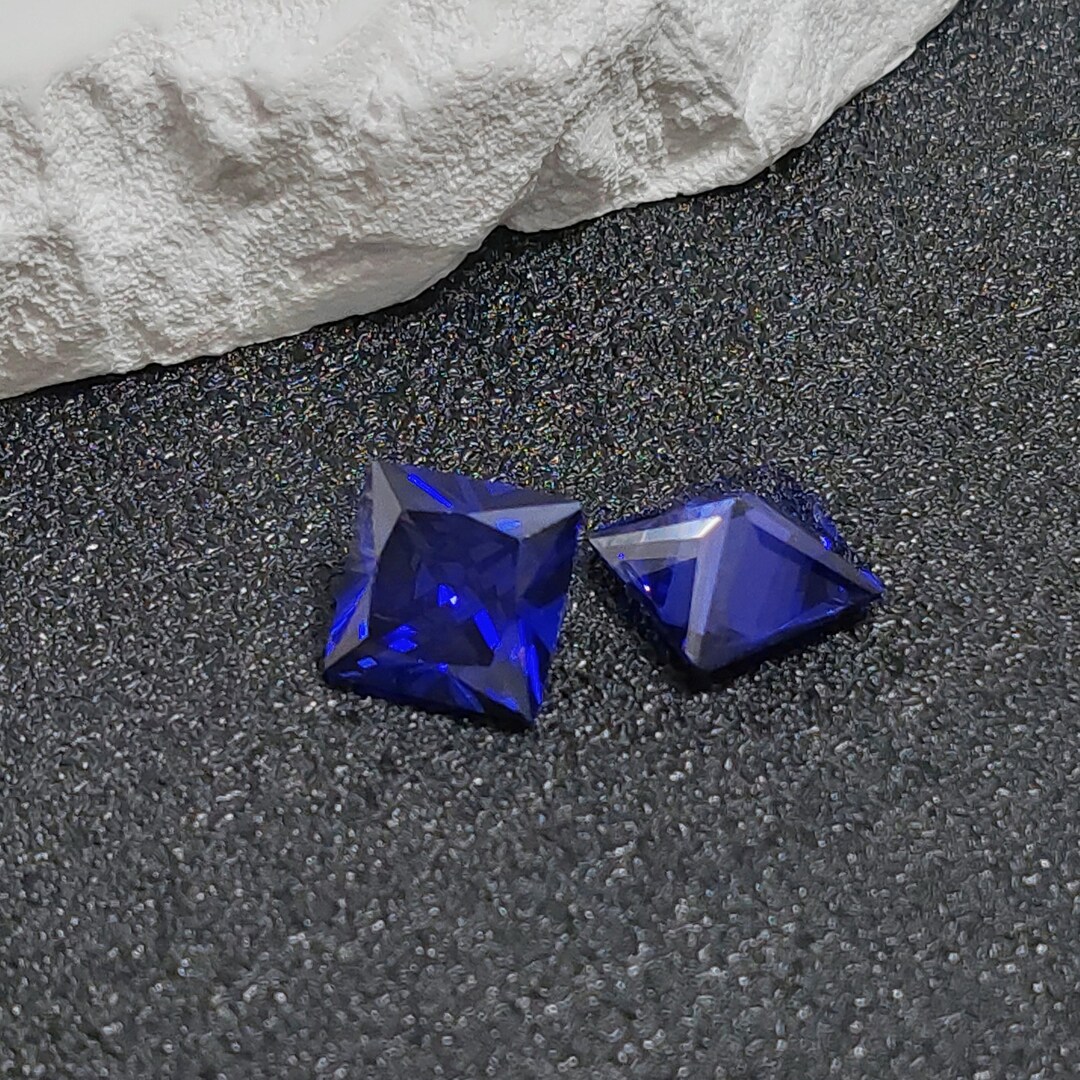Sapphire Square Faceted Gemstone Princess Cut Sapphire Gem Multiple ...