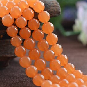 Grade A Natural Orange Jade Beads 6mm 8mm 10mm 12mm 14mm Smooth ...