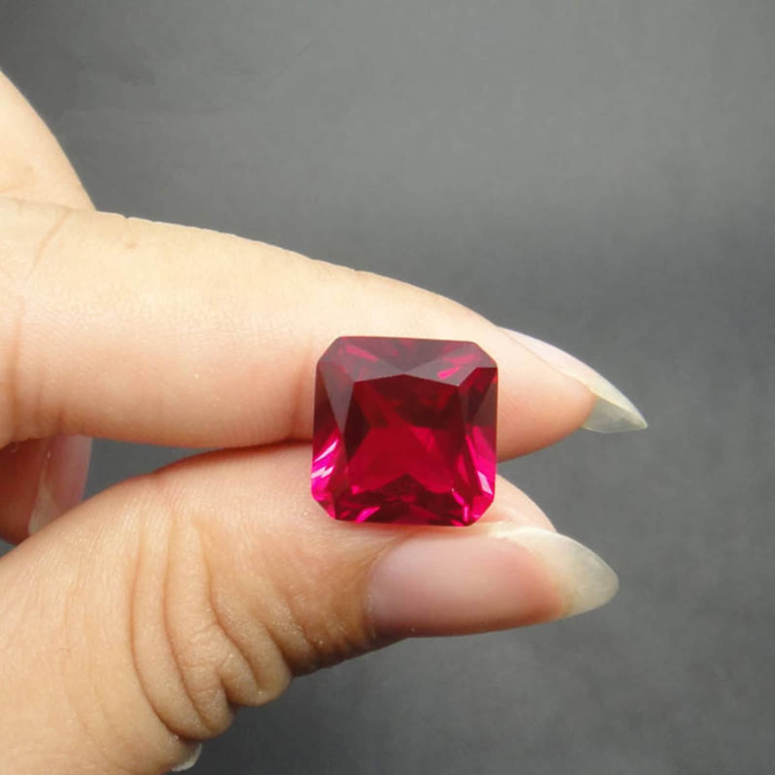 Ruby Square Faceted Gemstone Radiant Cut Ruby Gem Multiple - Etsy