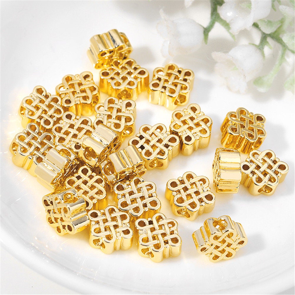 10 pcs Gold Plated Brass Beads Chinese Knot Spacer Beads | Etsy