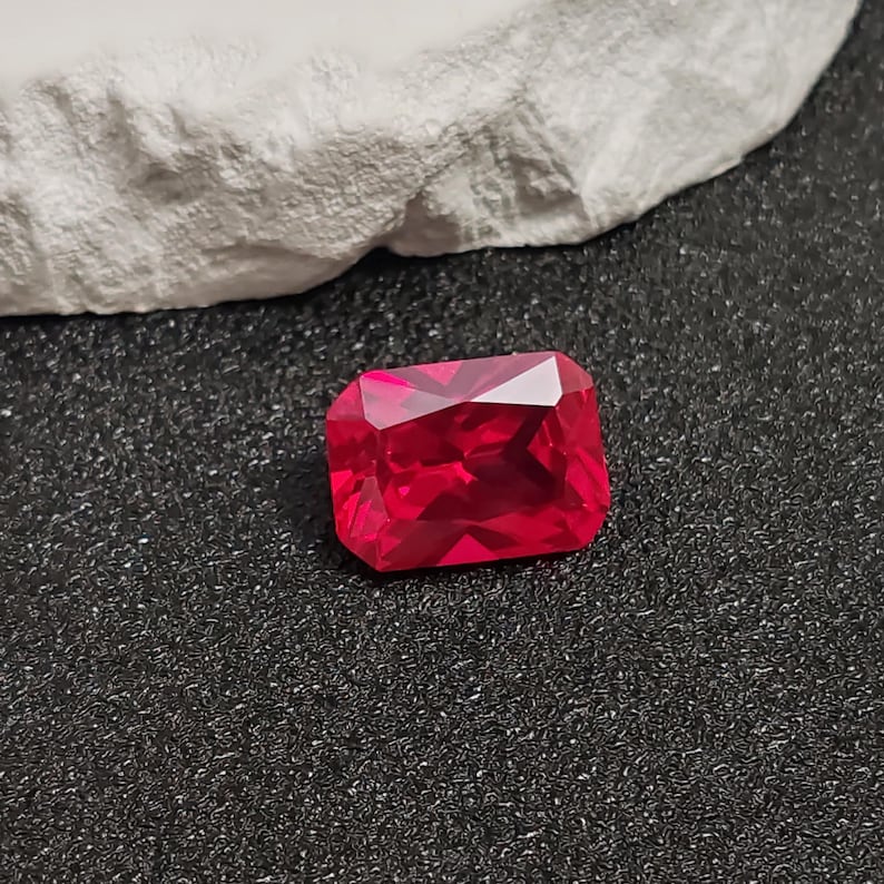 Ruby Rectangle Faceted Gemstone Radiant Cut Vivid Red Ruby Gem 6 Sizes ...
