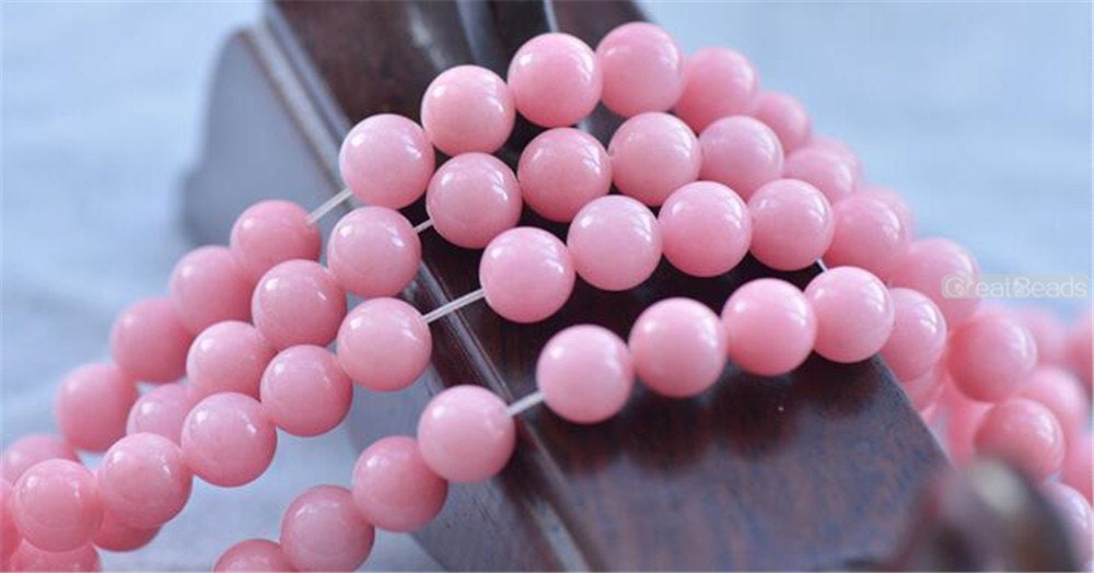 Grade A Natural Cream Pink Jade Beads 6mm 8mm 10mm 12mm Smooth | Etsy