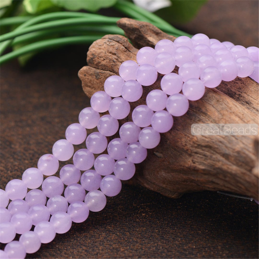 Grade A Natural Light Purple Jade Beads 4mm 6mm 8mm 10mm 12mm Smooth ...