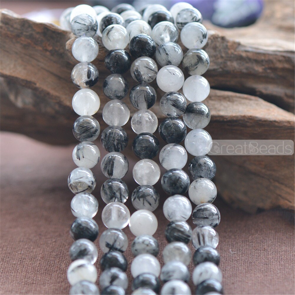 Grade A Natural Black Rutilated Quartz Beads NOT Dyed 6mm 8mm | Etsy