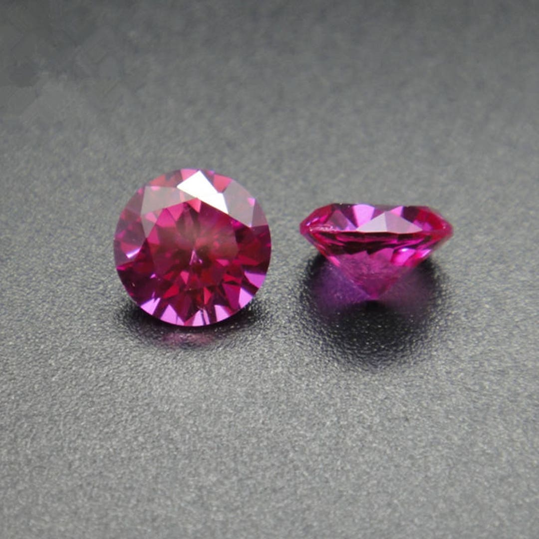Pink Ruby Round Faceted Gemstone Brilliant Cut Ruby Gem Multiple Sizes ...