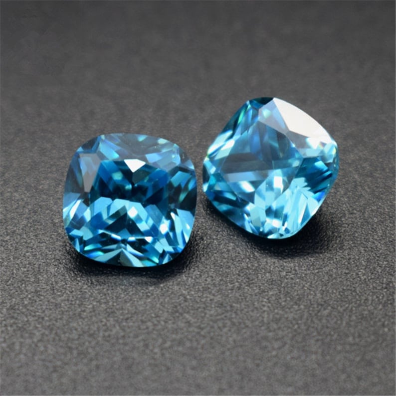 Aquamarine Square Faceted Gemstone Cushion Cut Aquamarine Gem | Etsy