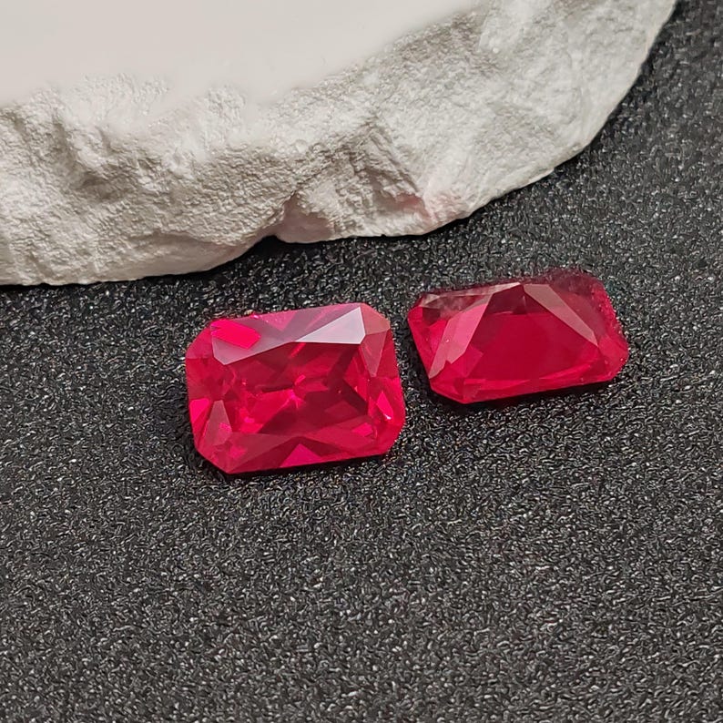 Ruby Rectangle Faceted Gemstone Radiant Cut Vivid Red Ruby Gem 6 Sizes ...