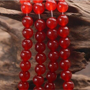 Grade A Natural Red Jade Beads 6mm 8mm 10mm 12mm Smooth Polished Round ...