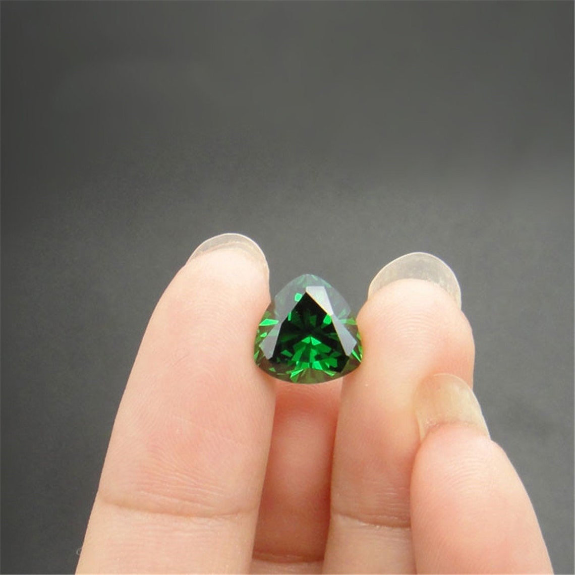 Emerald Triangular Faceted Gemstone Trilliant Cut Medium Green - Etsy