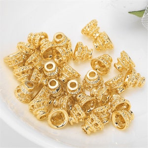 10 Pcs Gold Plated Brass Bead Cones Openwork Bell Shape Bead Caps 3 ...