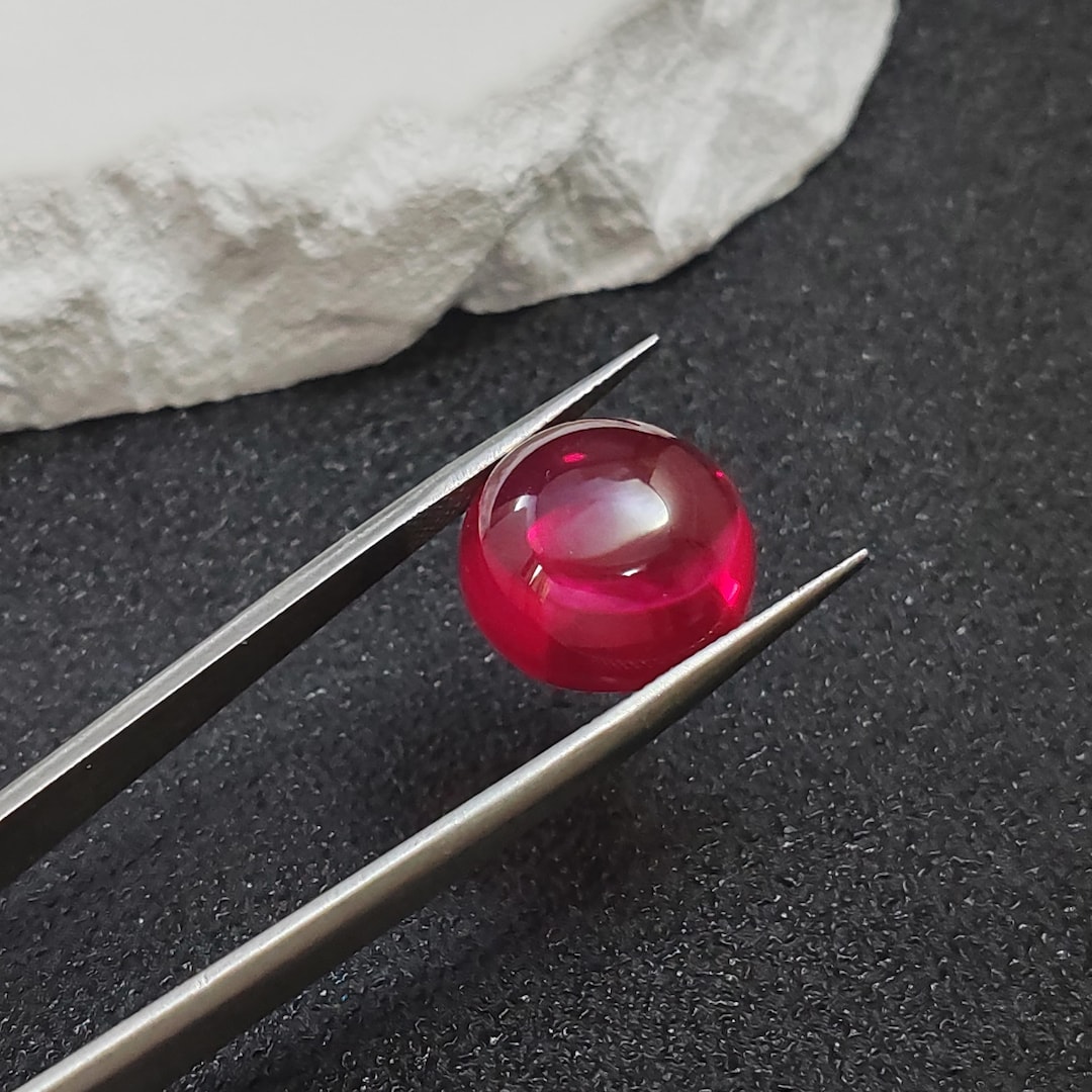Ruby Round Cabochon Blood-red Smooth Polished Surface Flat Back ...