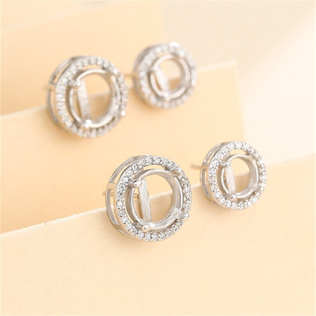 Earring Settings for 3x3mm/4x4mm/5x5mm/6x6mm/7x7mm/8x8mm Round ...