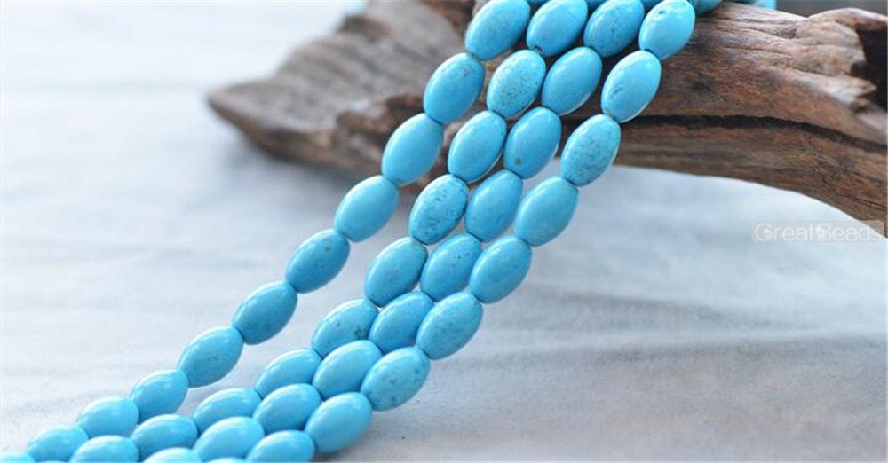 Natural Blue Turquoise Beads 8x10mm/8x12mm Olive Shape 15 Inch - Etsy