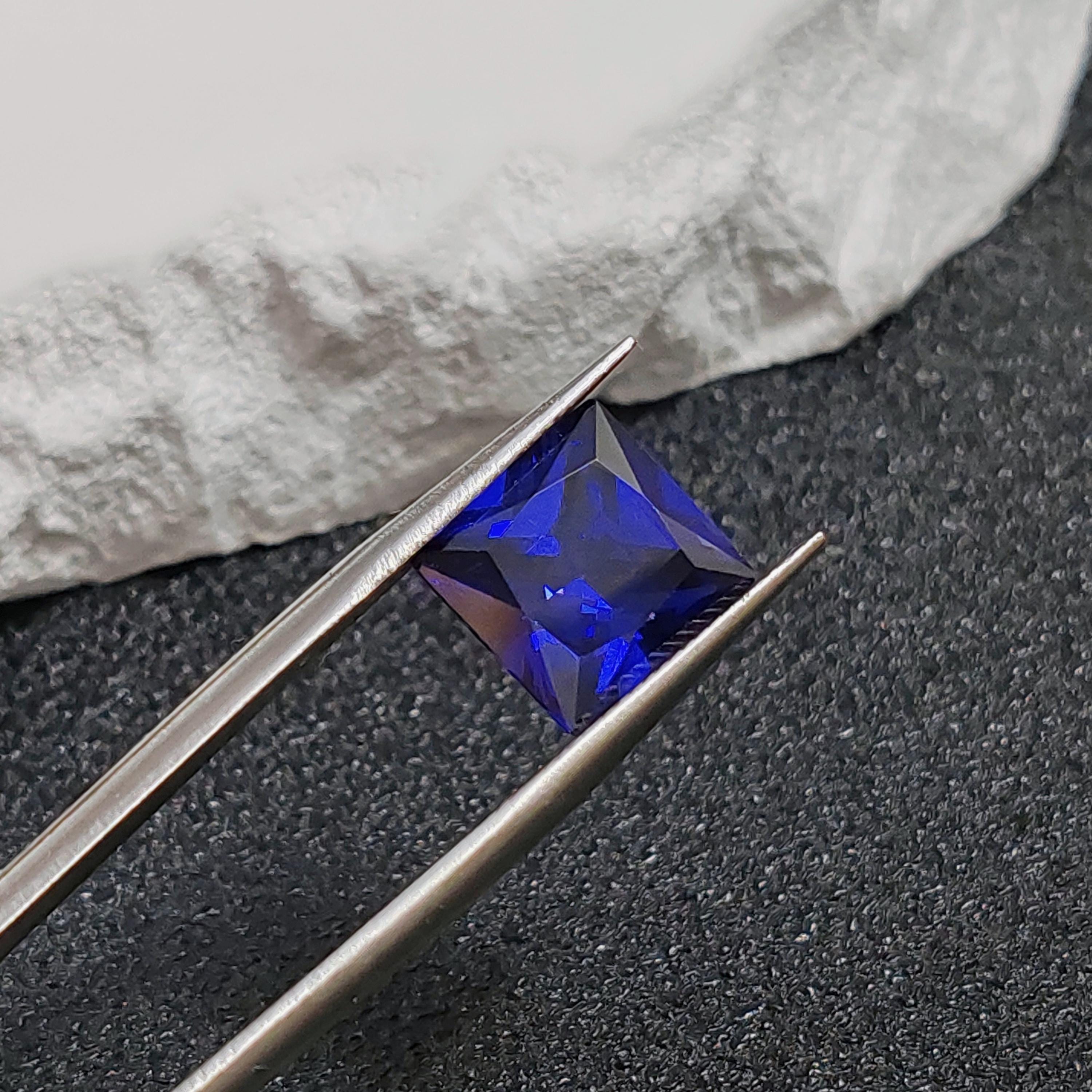 Sapphire Square Faceted Gemstone Princess Cut Sapphire Gem Multiple ...