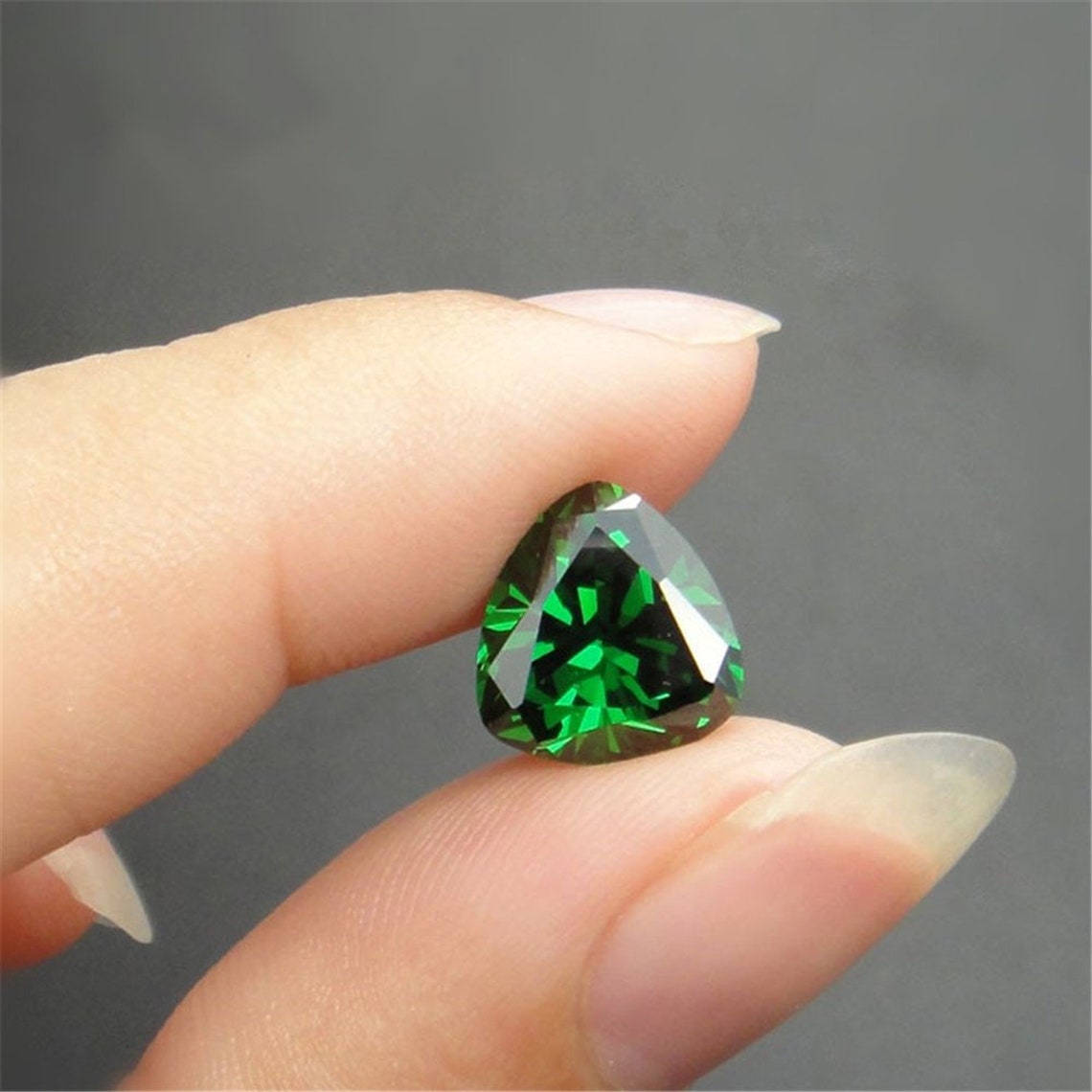 Emerald Triangular Faceted Gemstone Trilliant Cut Medium Green - Etsy