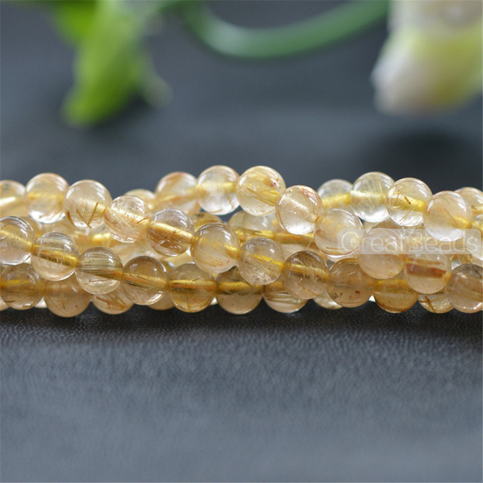 Grade A Natural Gold Rutilated Quartz Beads NOT Dyed 5mm 5.5mm | Etsy