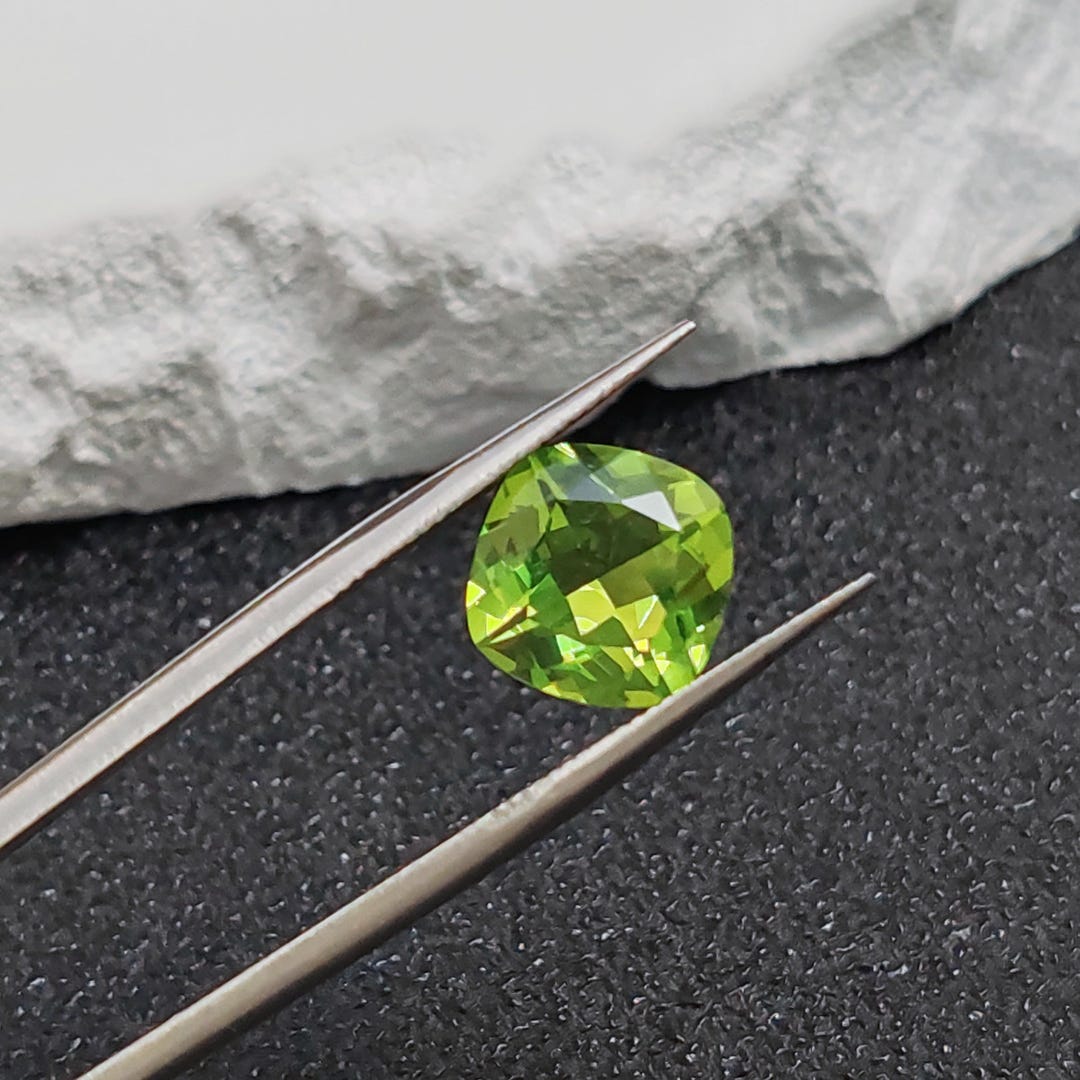 Peridot Square Faceted Gemstone Cushion Cut Peridot Gem Multiple Sizes ...