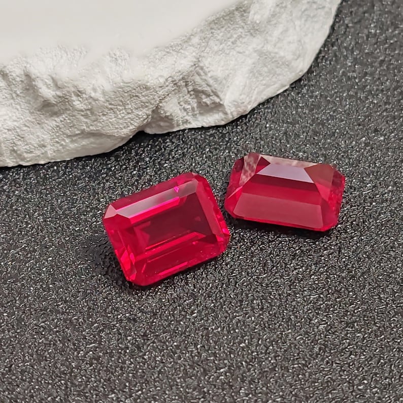 High Quality Ruby Rectangle Faceted Gemstone Emerald Cut Ruby Gem ...