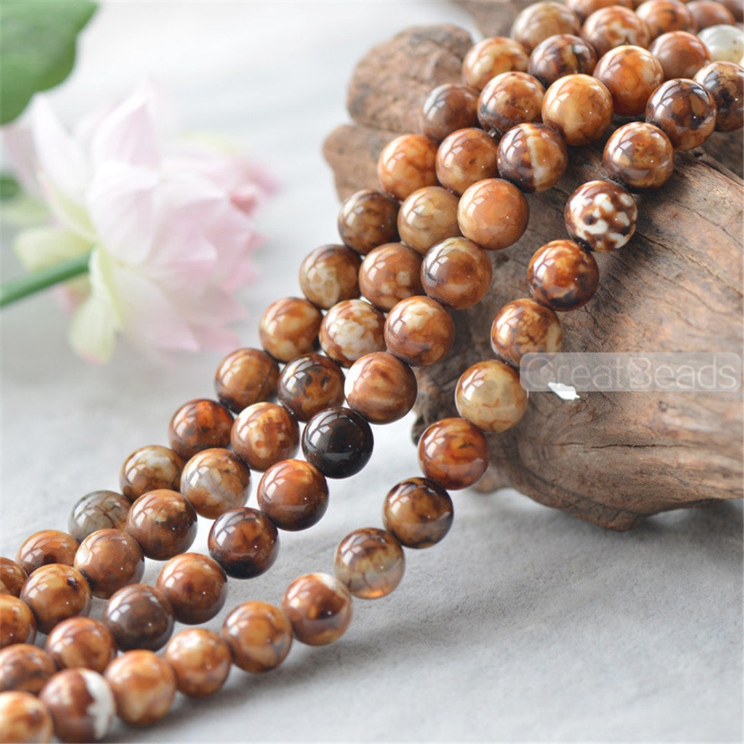 Grade AAA Natural Leopard Print Agate Beads 8mm-16mm Smooth Polished ...