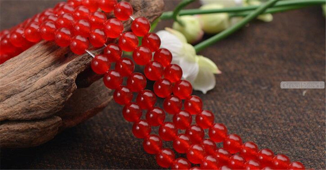 Grade A Natural Red Jade Beads 6mm 8mm 10mm 12mm Smooth | Etsy