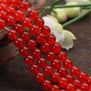 Grade A Natural Red Jade Beads 6mm 8mm 10mm 12mm Smooth Polished Round ...
