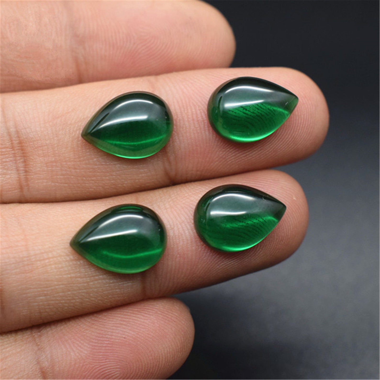 Emerald Pear Shaped Cabochon Smooth Polished Surface Teardrop - Etsy