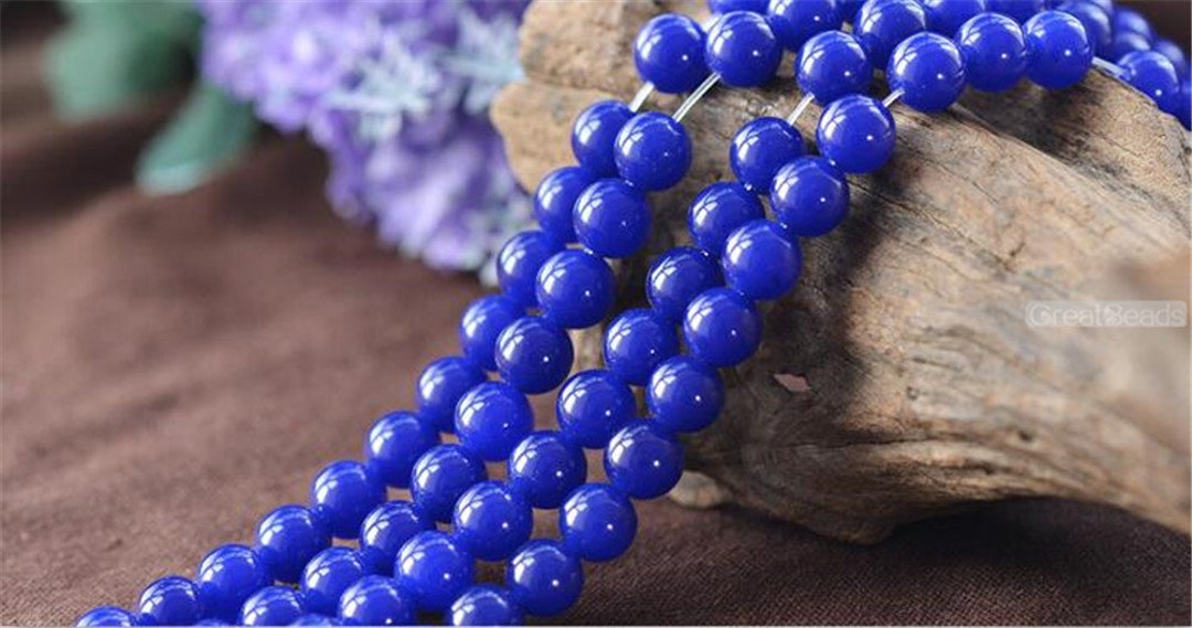 Grade A Natural Navy Blue Jade Lapis Lazuli Color Jade Beads 6mm 8mm ...