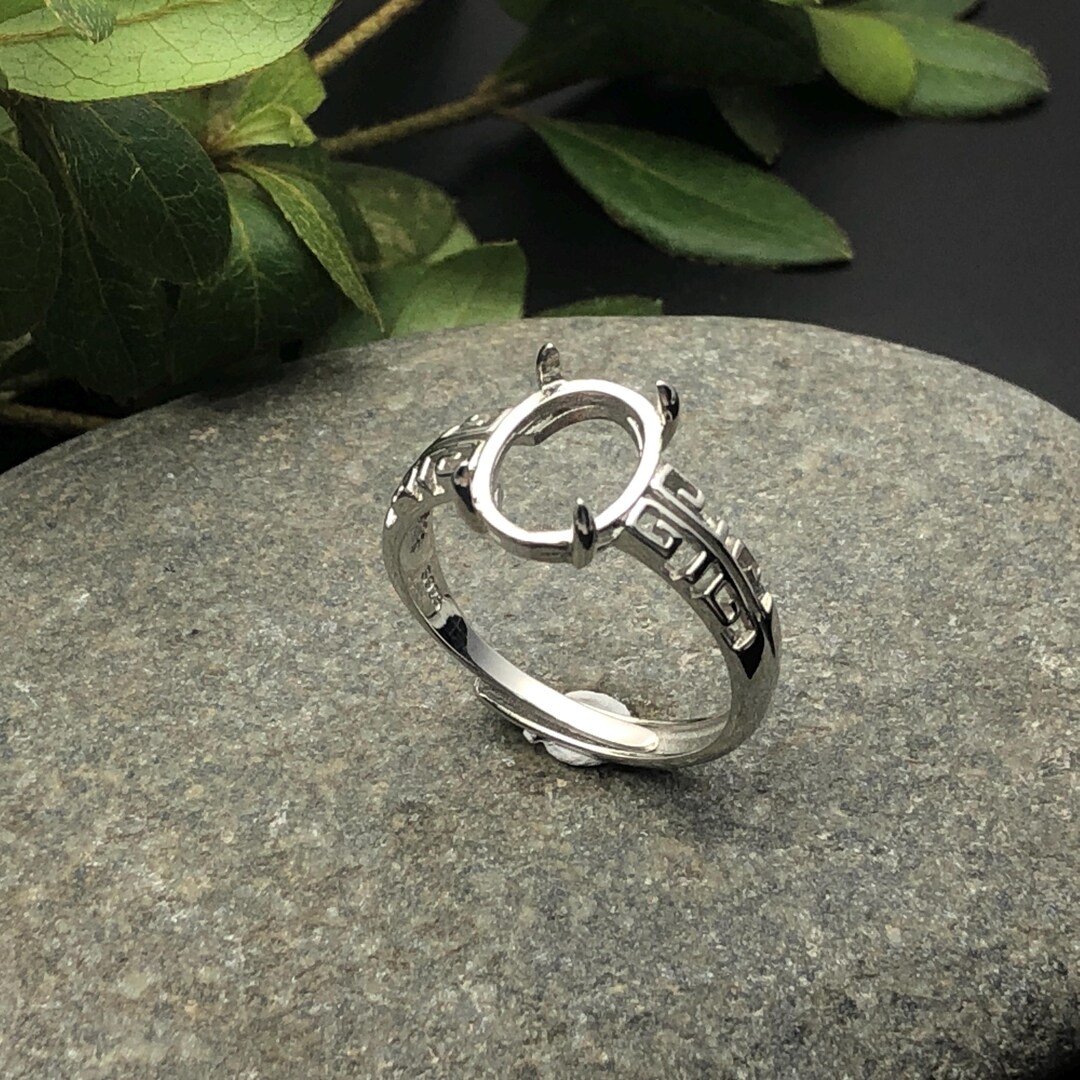 925 Silver Ring Base for 9x12mm Oval Cabochons White Gold Plated ...
