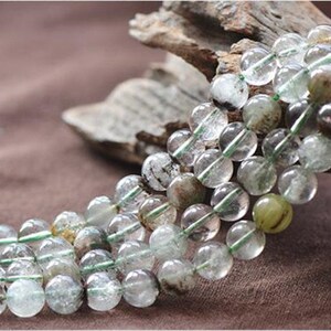 Natural Lodolite Beads Chlorite Included Green Phantom Quartz NOT ...