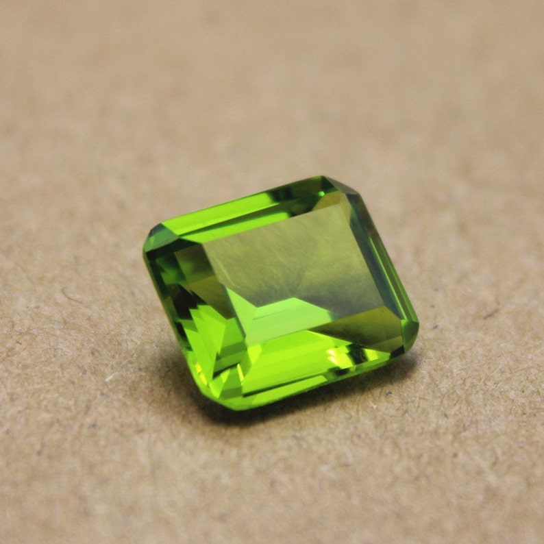 Peridot Rectangle Faceted Gemstone Emerald Cut Peridot Gem - Etsy